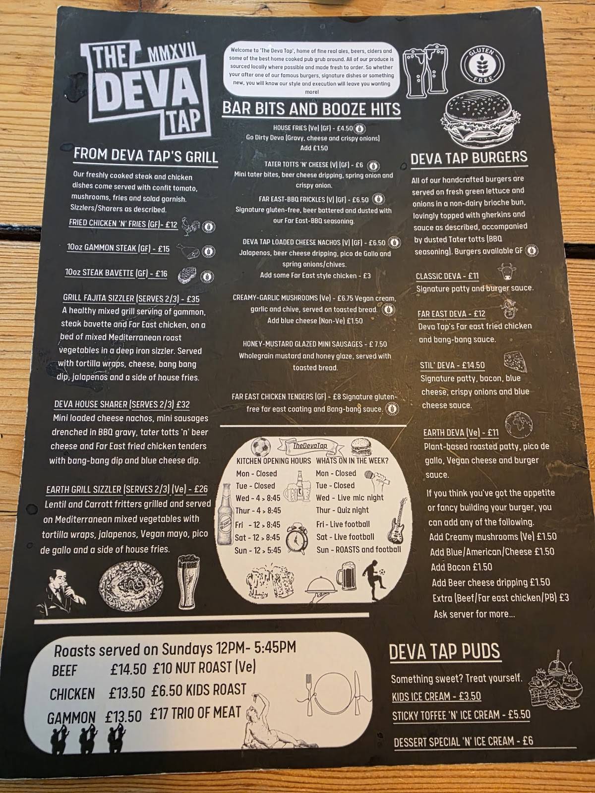 Menu at The Deva Tap pub & bar, Chester, 121 Brook St