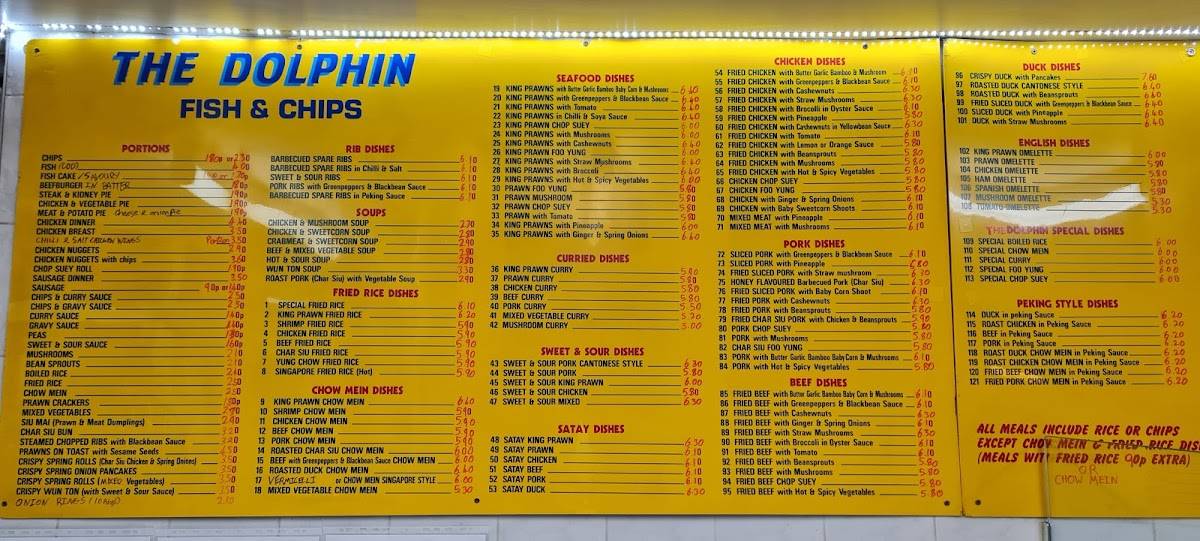 Menu at The Dolphin fish and chip shop fast food, Meols