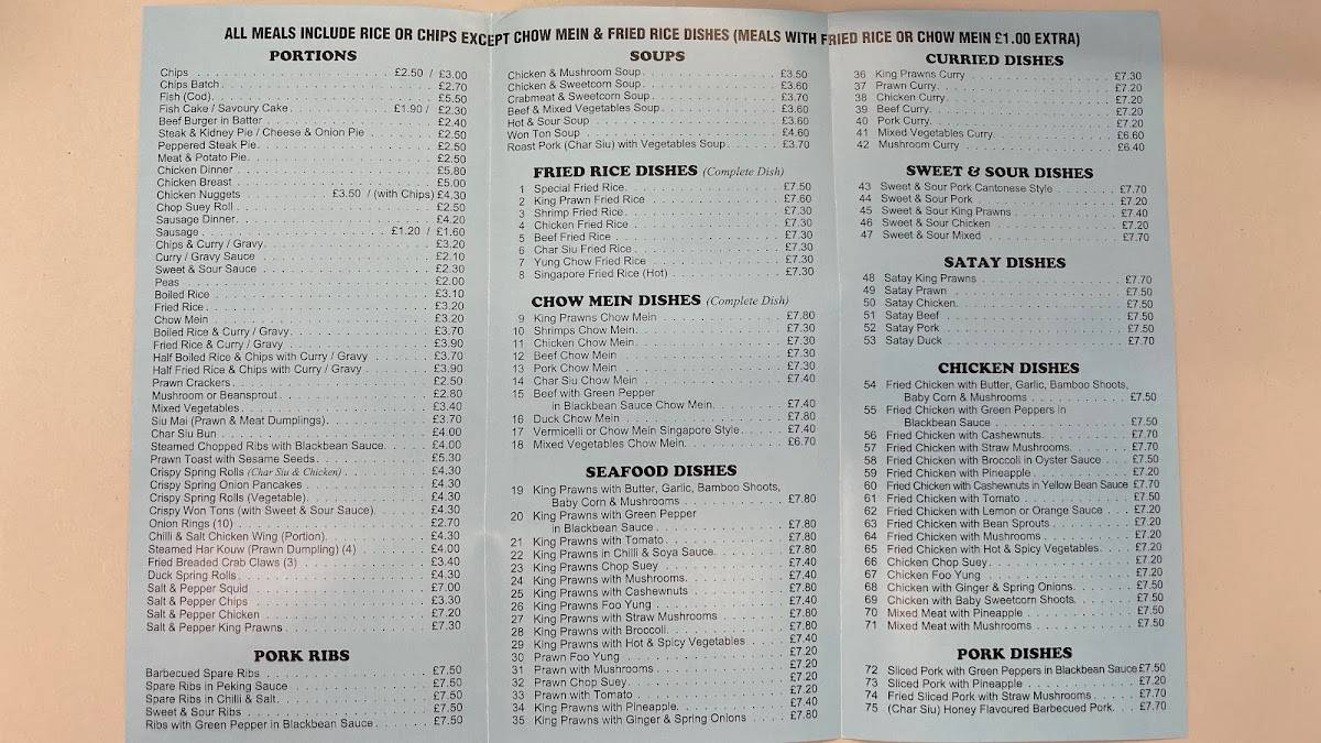 Menu at The Dolphin fish and chip shop fast food, Meols