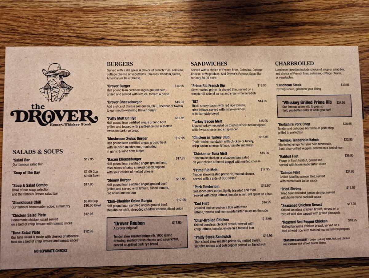 Menu at The Drover pub & bar, Omaha, S 73rd St