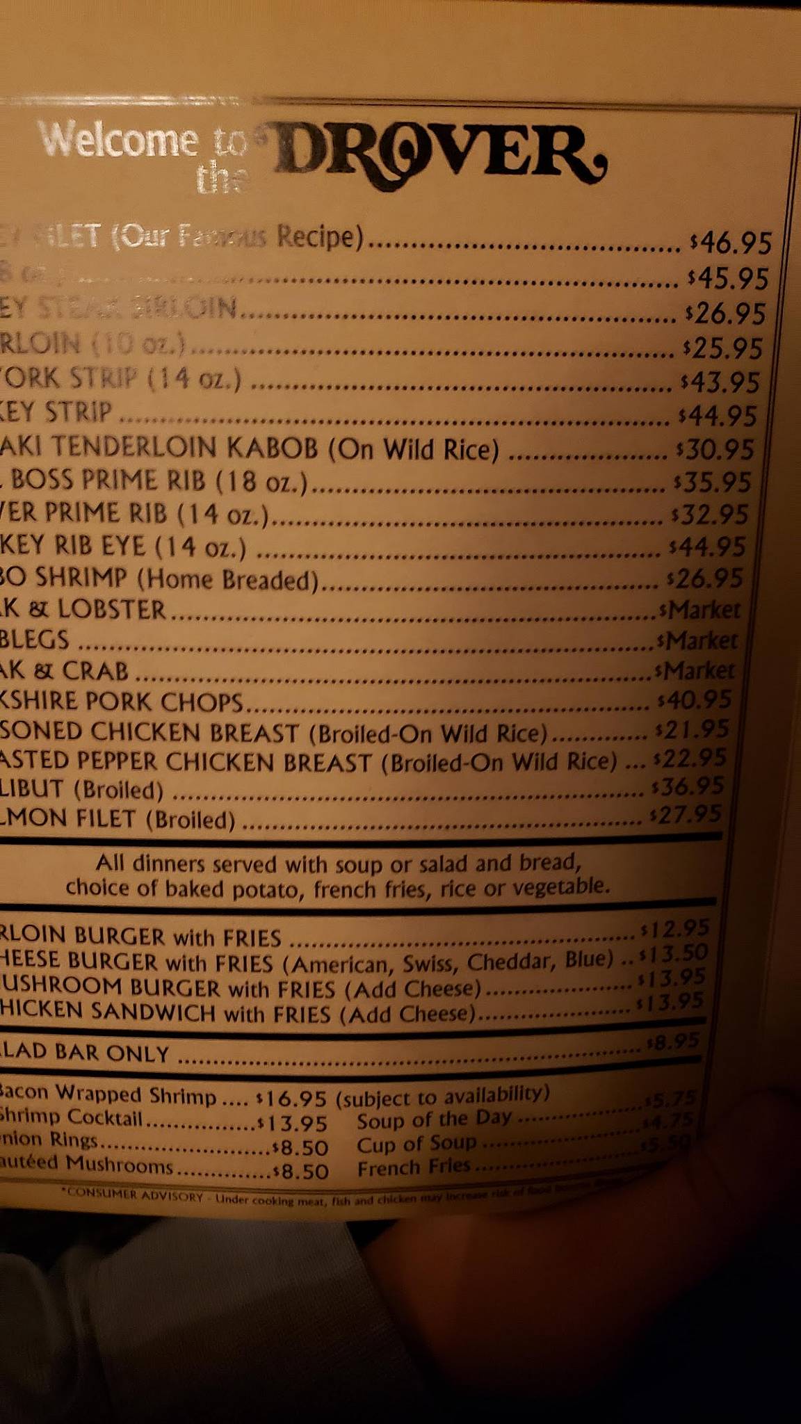 Menu at The Drover pub & bar, Omaha, S 73rd St
