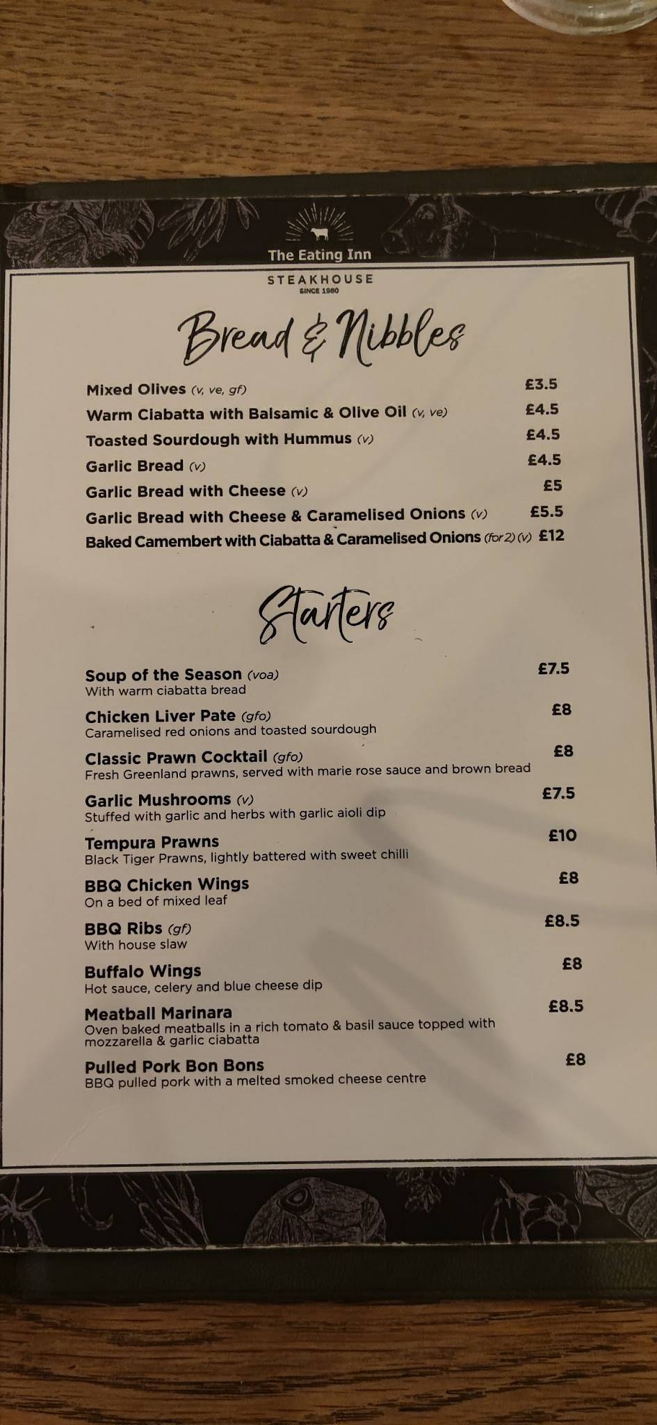 Menu at The Eating Inn pub & bar, Blackpool, The Eating Inn