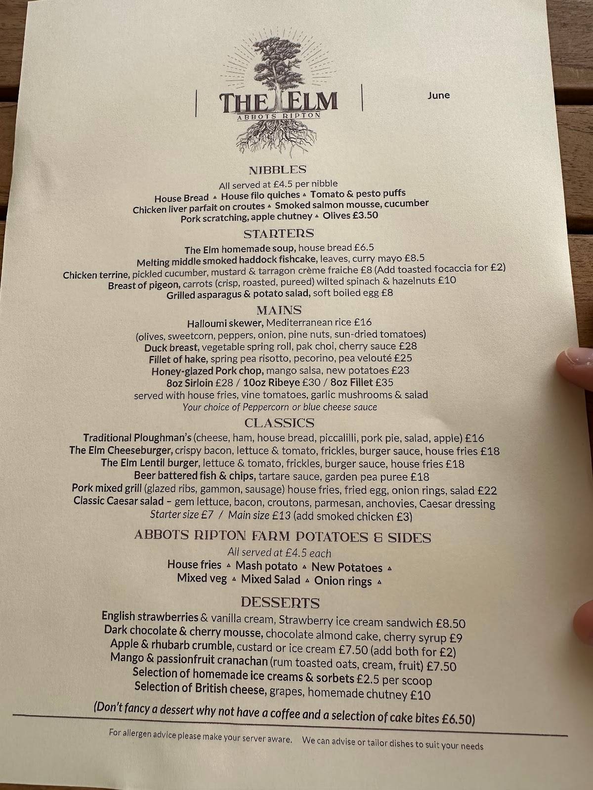 Menu at The Elm pub & bar, Huntingdon