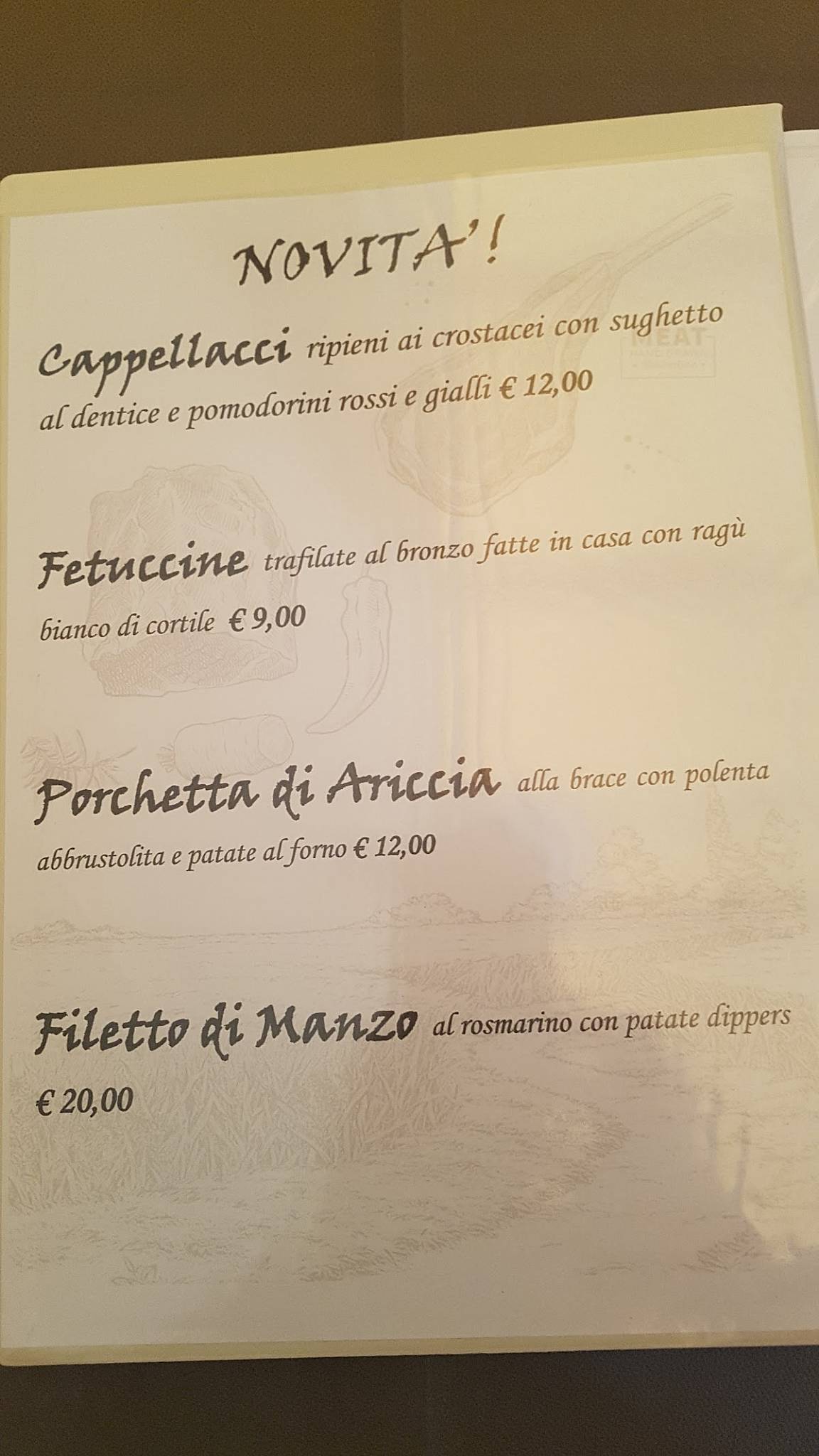Menu da La Fattoria delle Bontà ristorante, Merlara