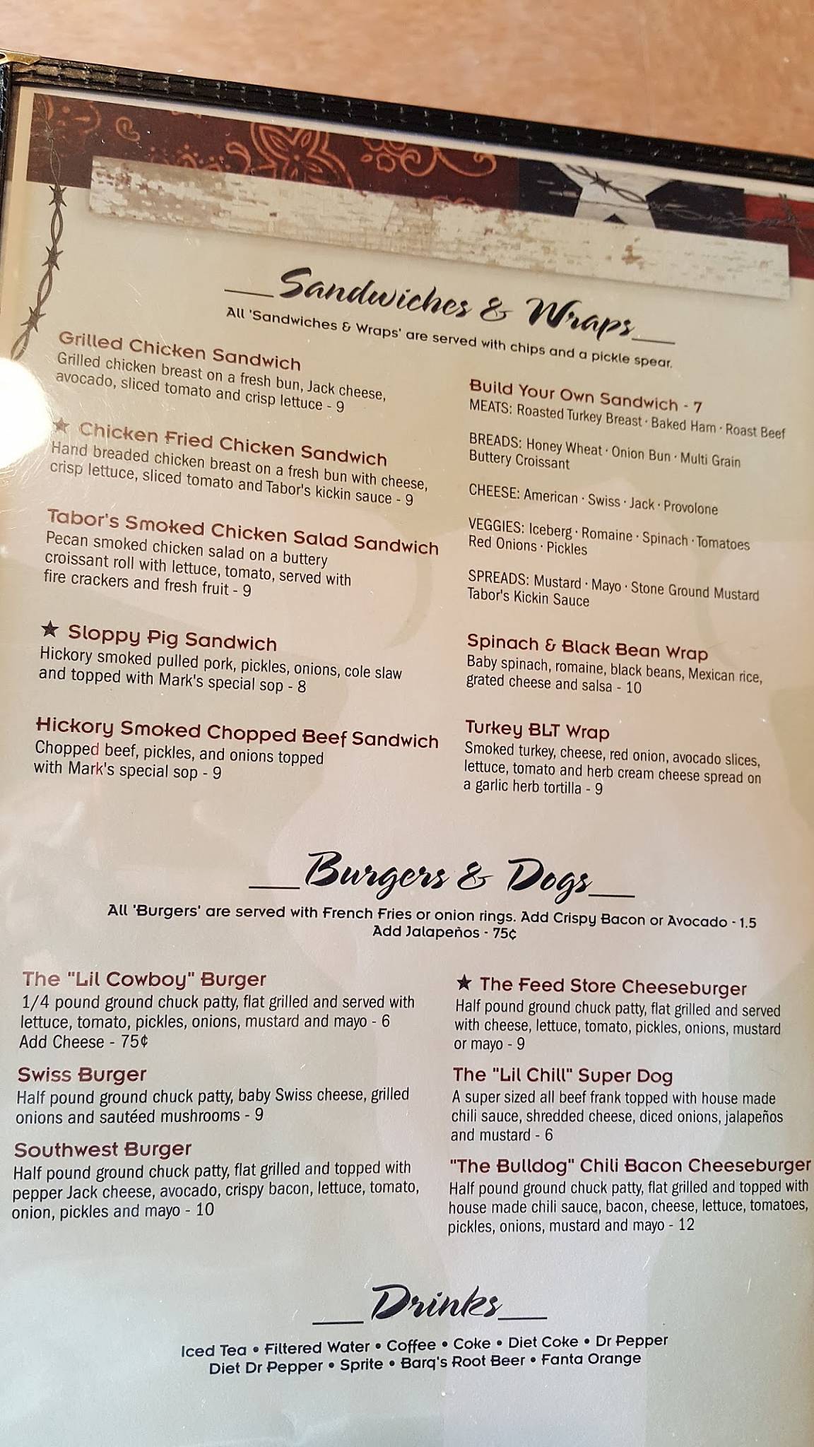 Menu at The Feed Store SteakHouse, Crockett, E Loop 304 Suite A