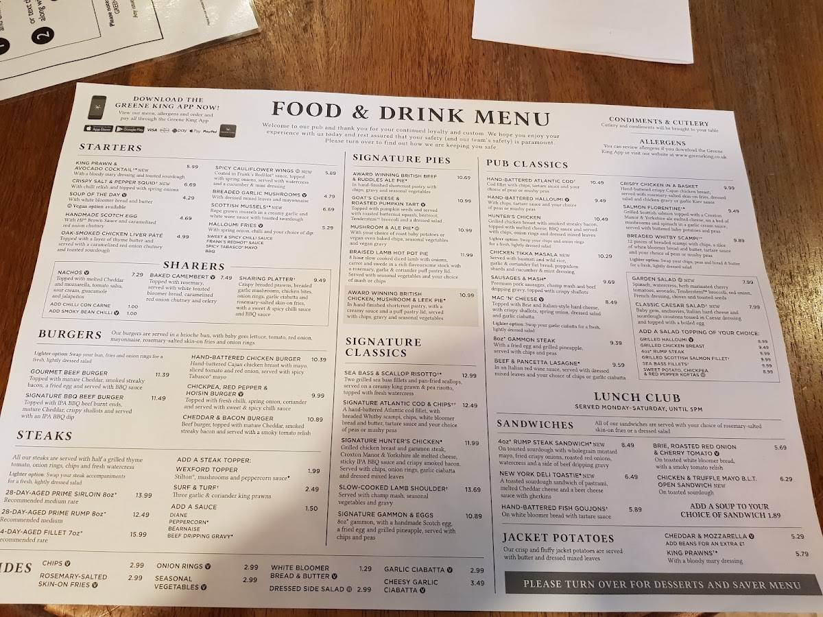 Menu at The Fieldhead pub & bar, Markfield