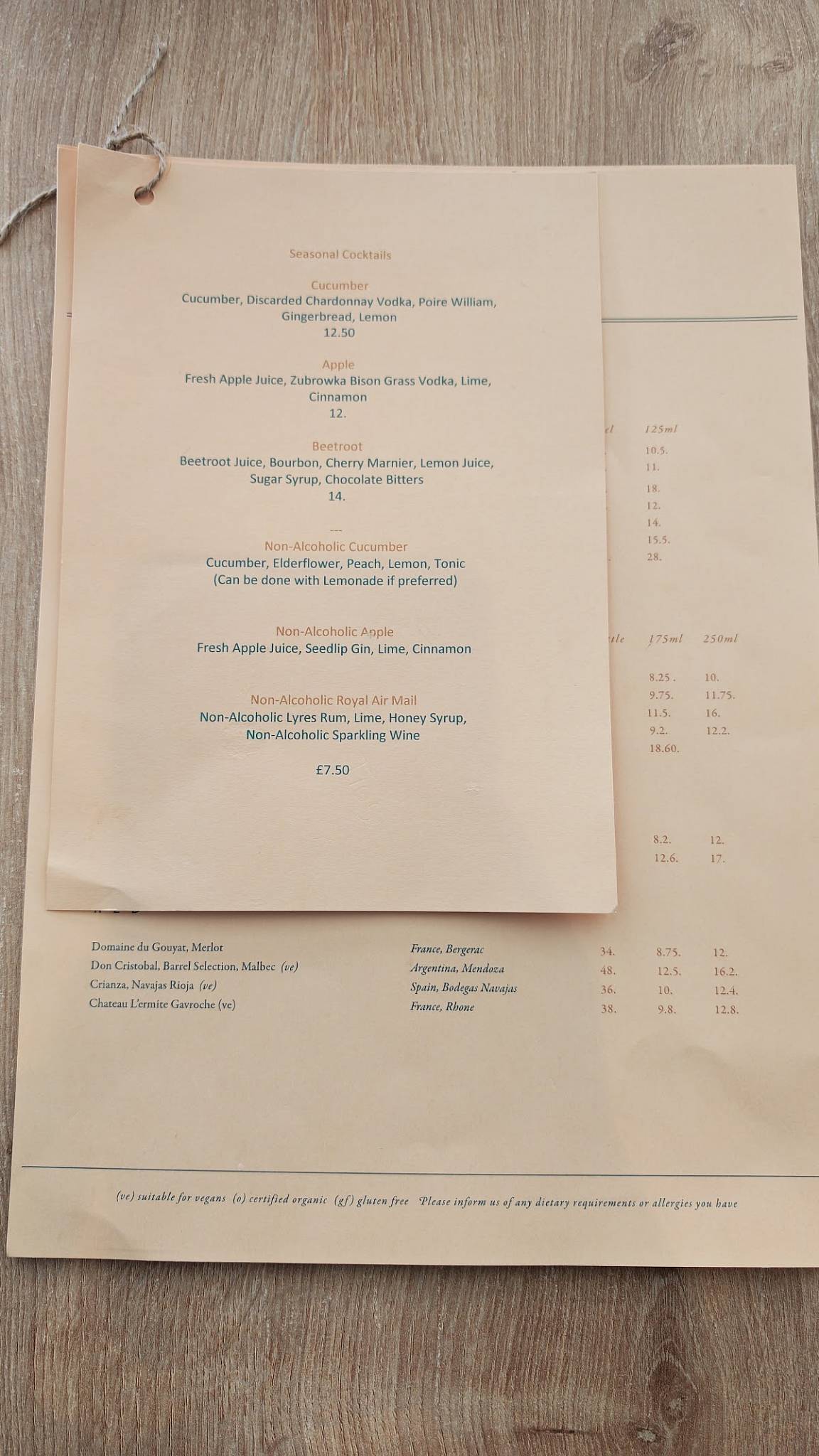 Menu at The Flintlock at Cheddleton restaurant, Leek