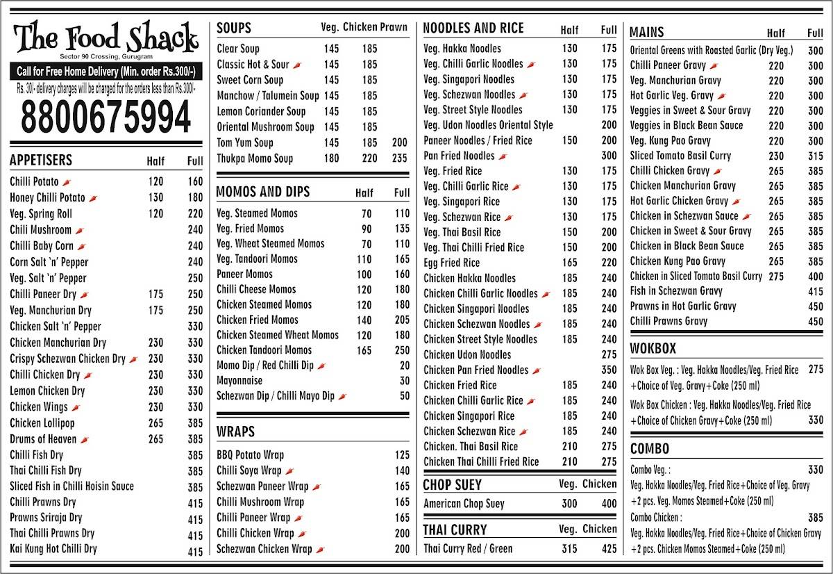 Menu at The Food Shack, Gurugram