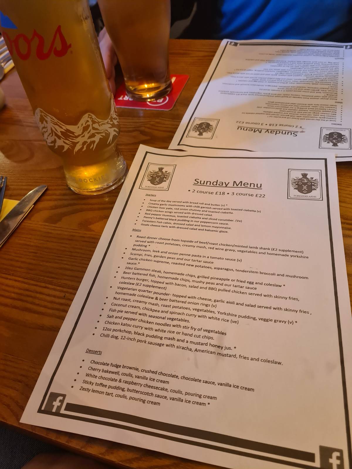 Menu at The Foresters Arms pub & bar, Wigan, 41 Shevington Moor