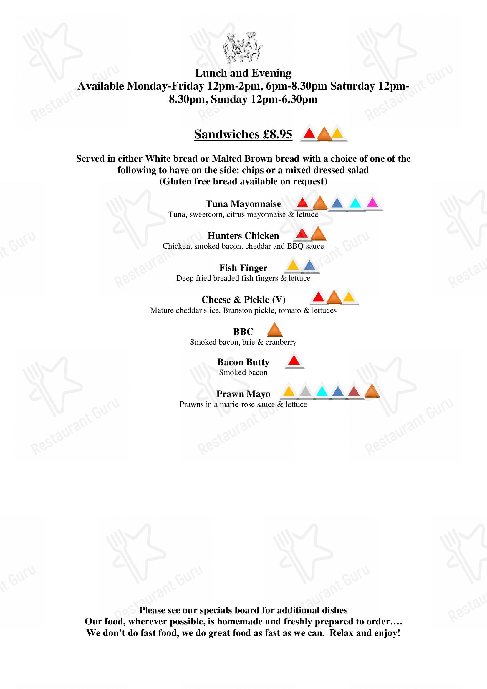 Menu at The Fox & Hounds pub & bar, Fleet