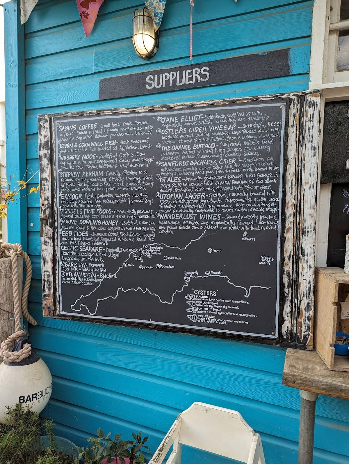 Menu at The Glorious Oyster cafe, Instow, Sandhills Car Park