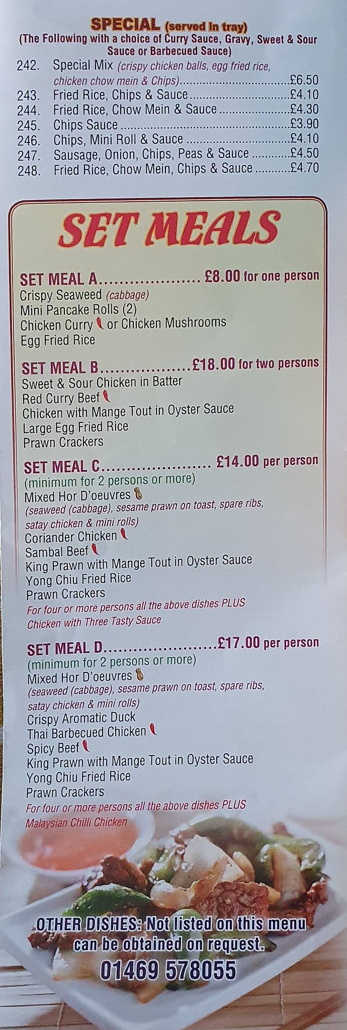 Menu at The Golden Garden fast food, Immingham