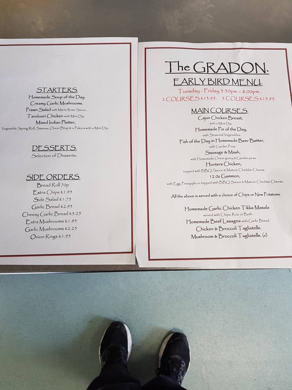 Menu at The Gradon pub & bar, Neath