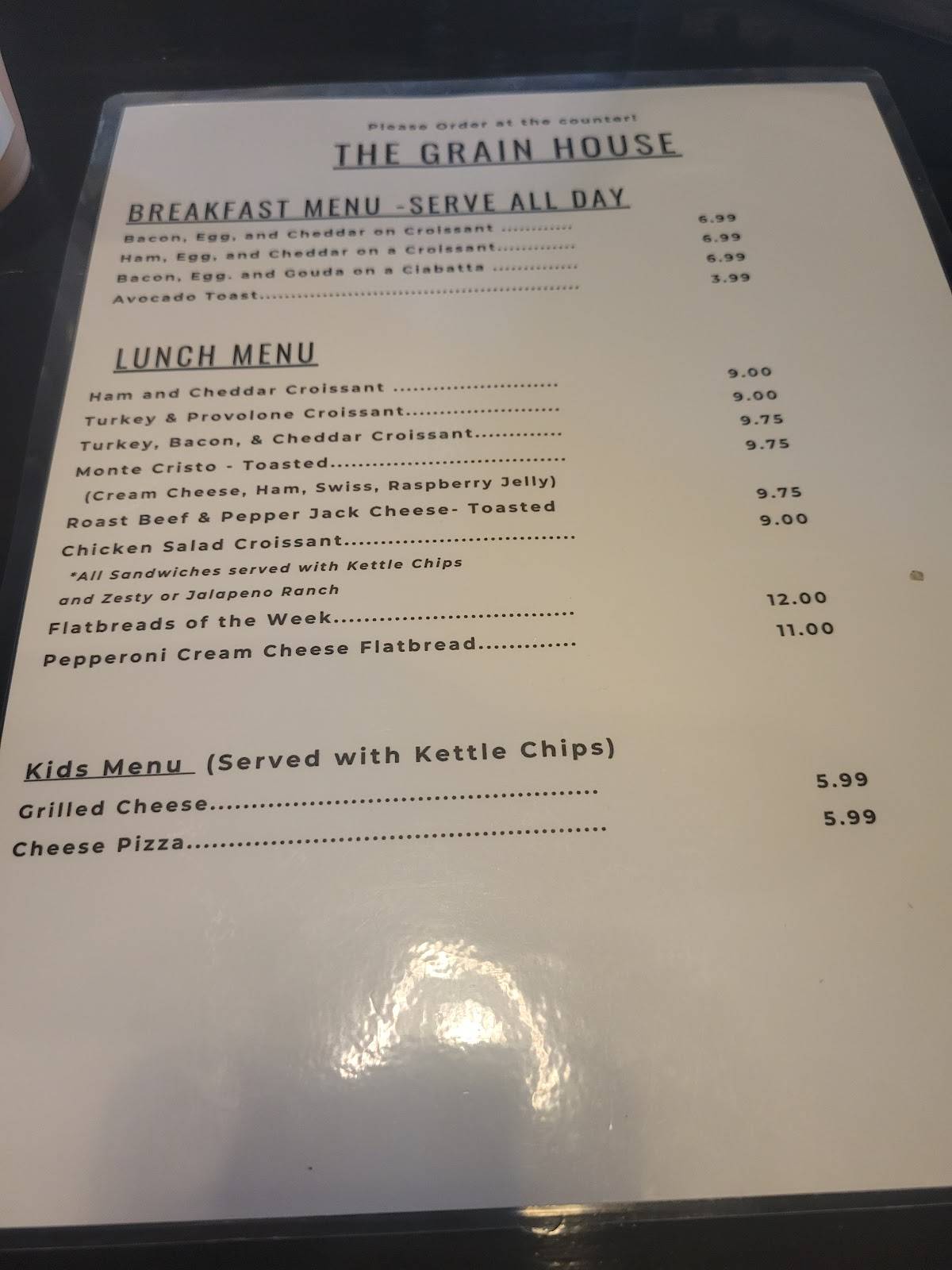 Menu at The Grain House pub & bar, Hull