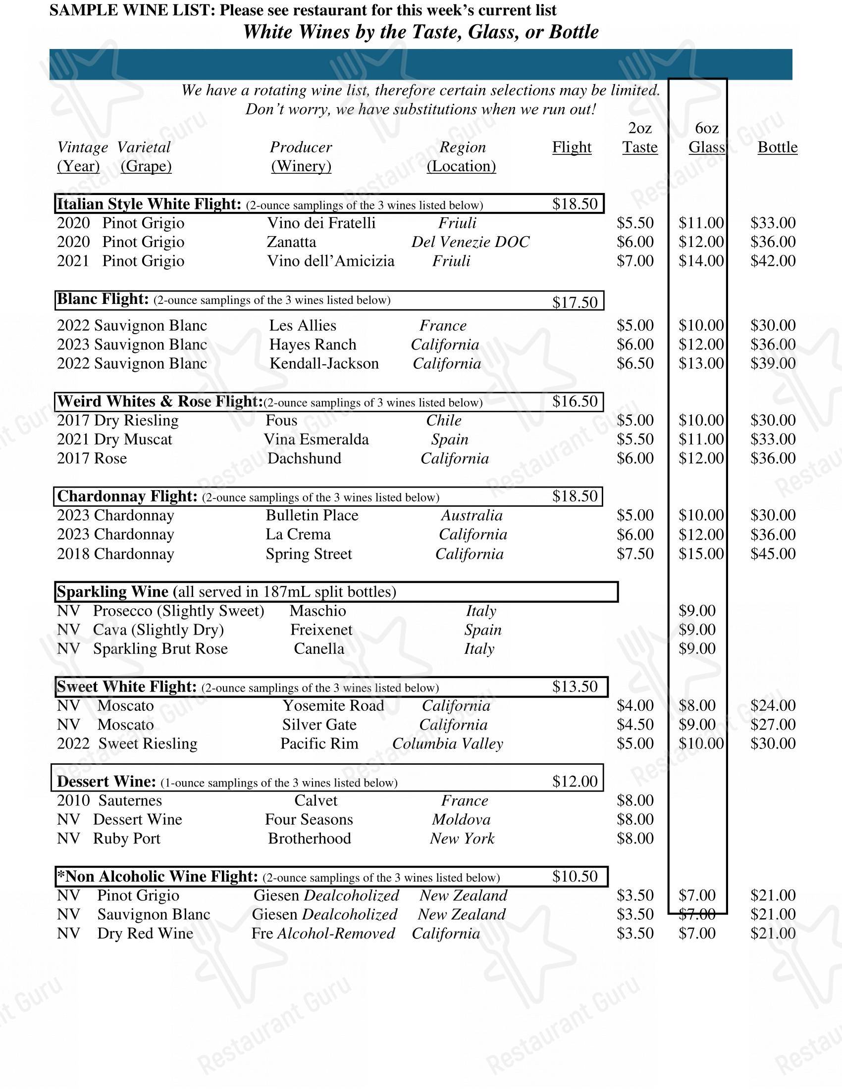 Menu at The Grape Taste Restaurant, Lake Jackson