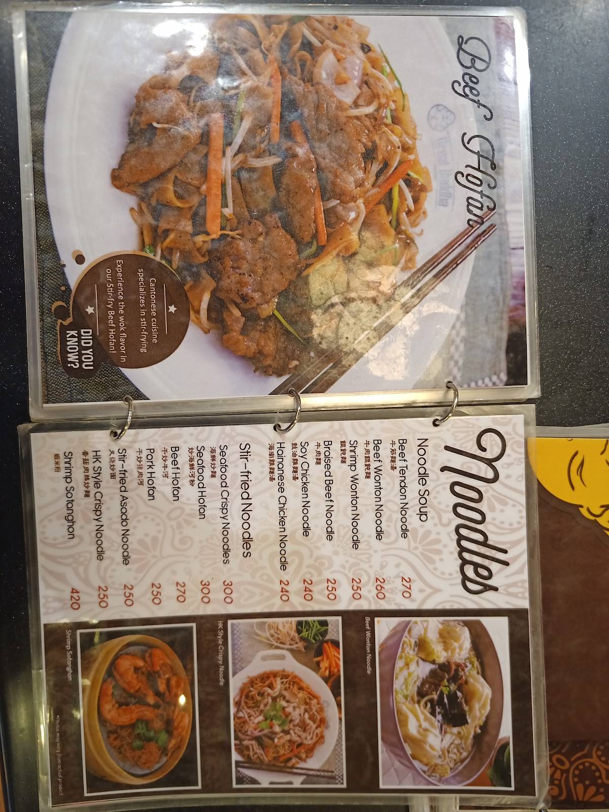 Menu at The Great Buddha Cafe, Manila