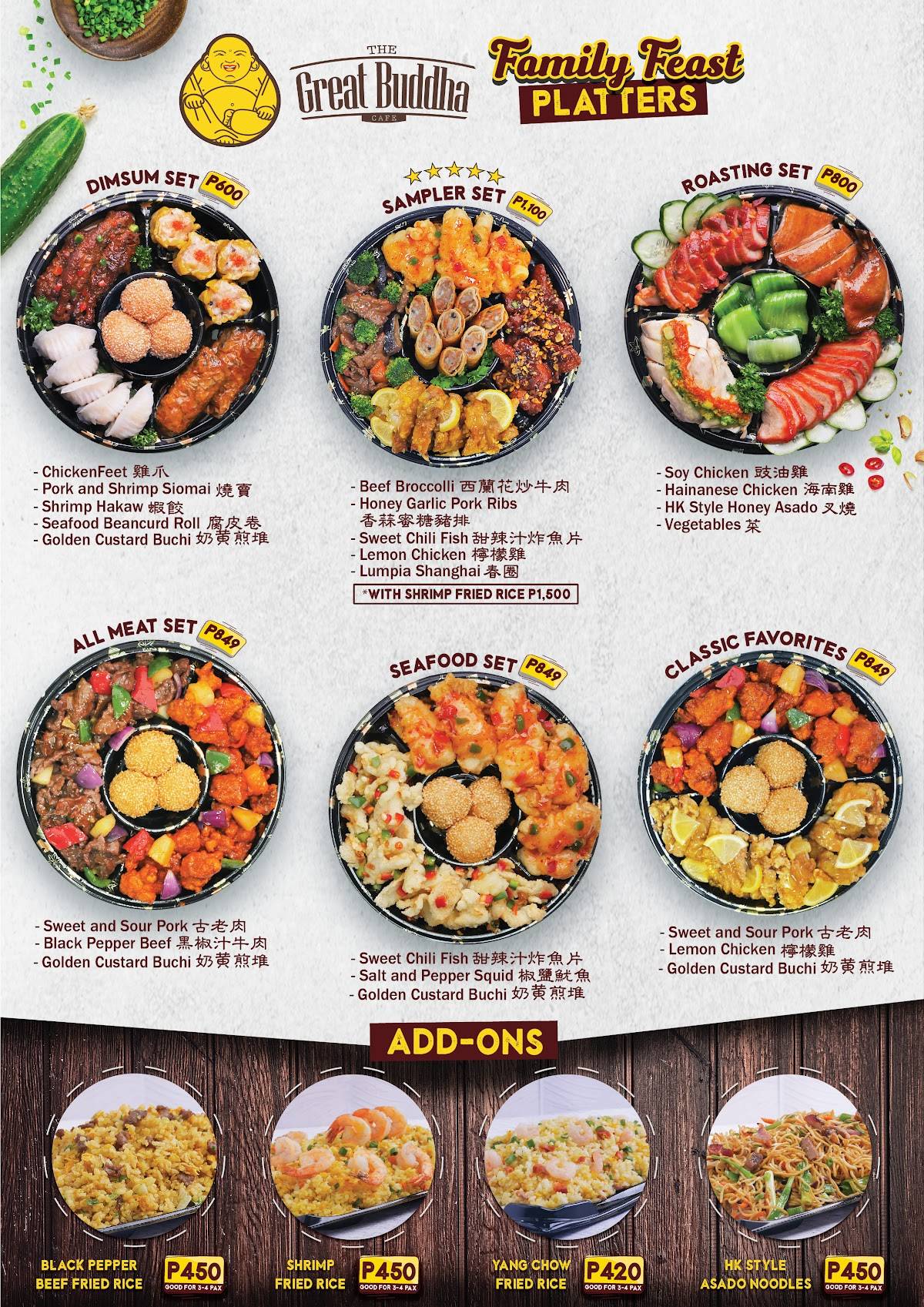 Menu at The Great Buddha Cafe, Manila
