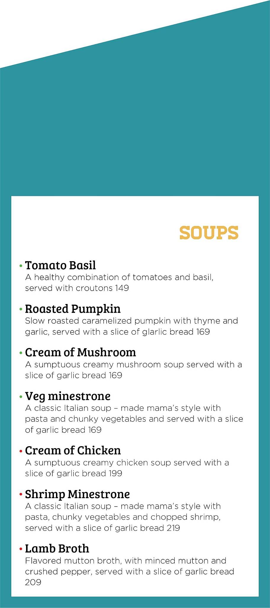 Menu at The Grub Central, Bengaluru
