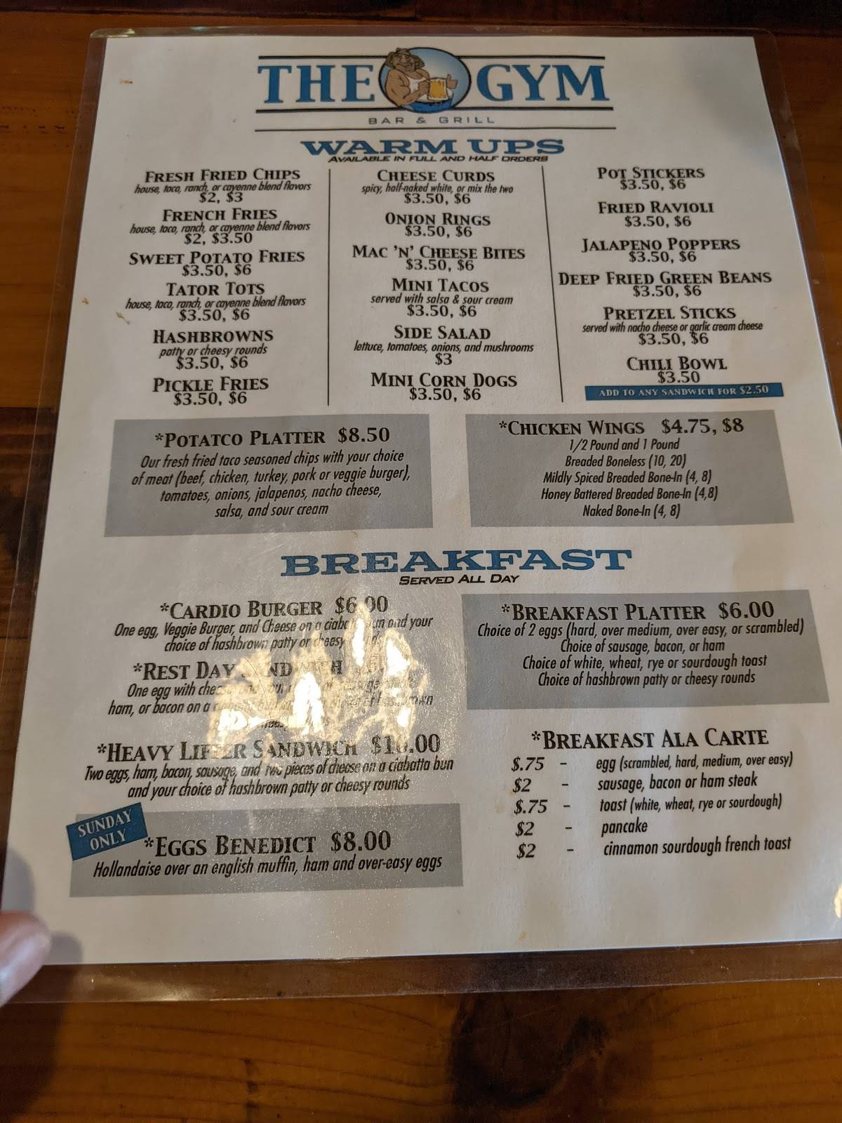 Menu at The Gym Bar & Grill, Sauk City