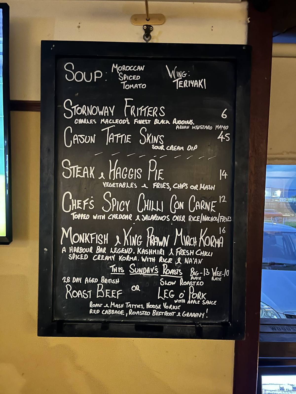 Menu at The Harbour Bar, Troon