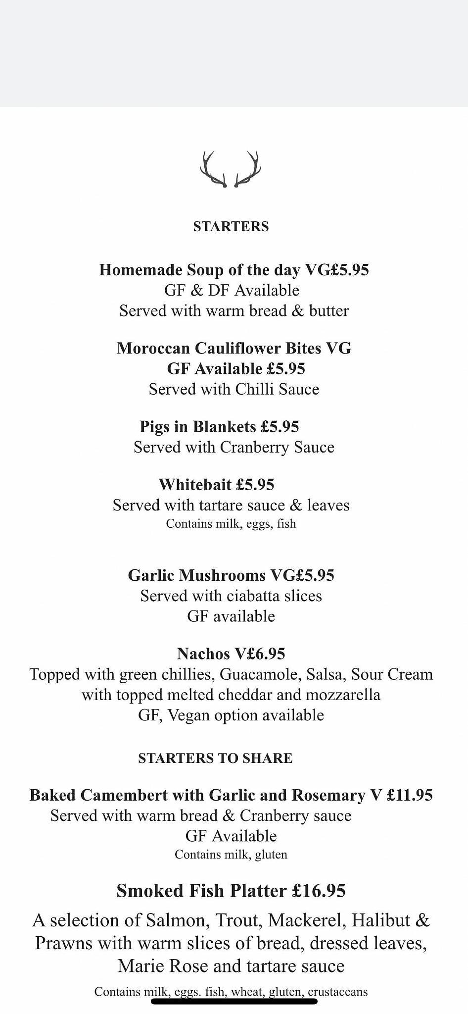 Menu at The Hart Inn pub & bar, Hartland