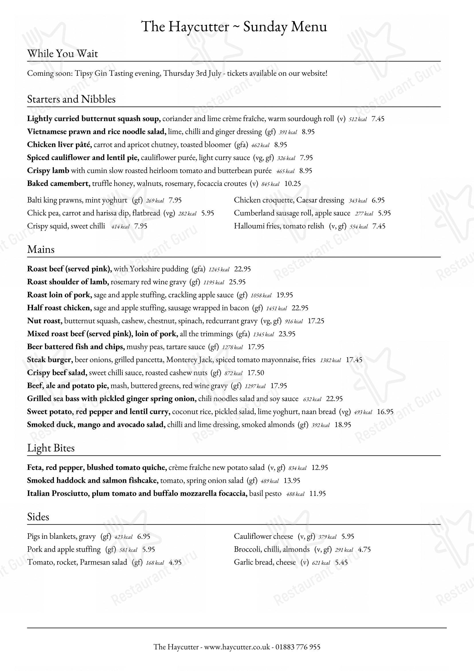 Menu at The Haycutter pub & bar, Oxted, Tanhouse Rd