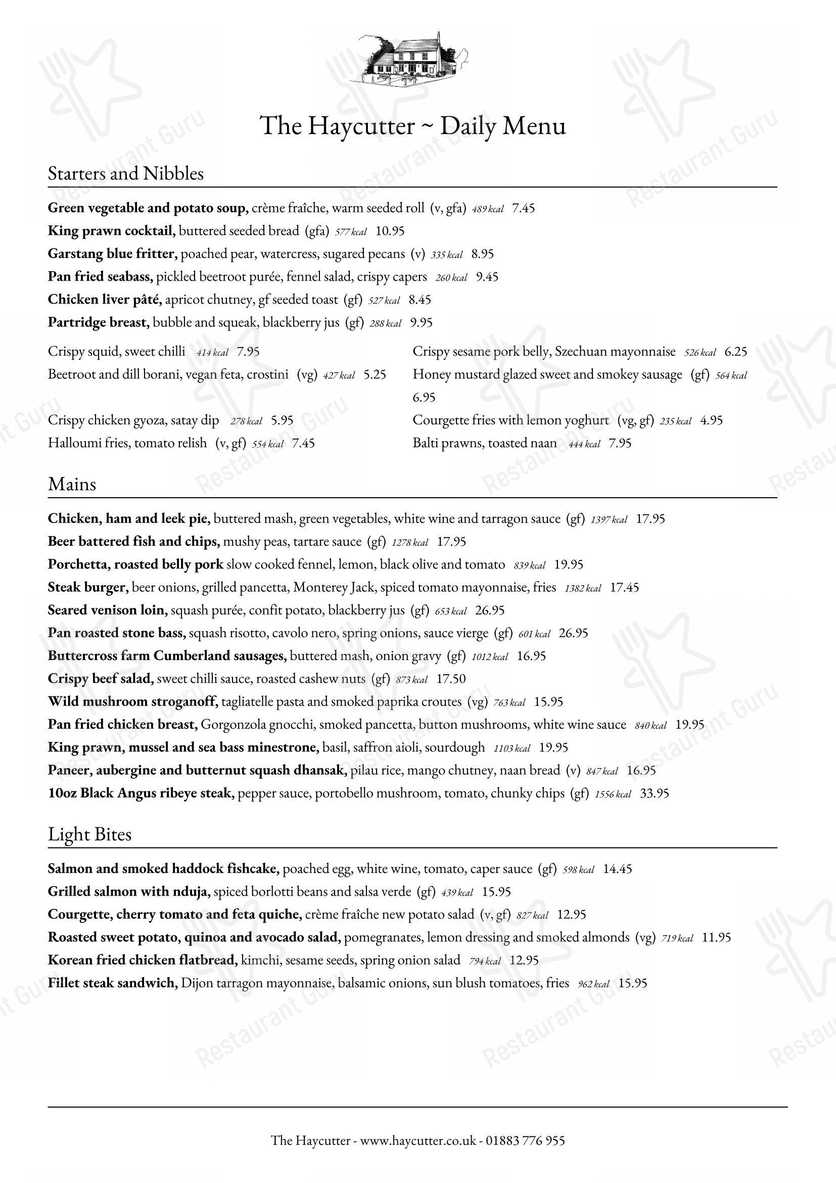 Menu at The Haycutter pub & bar, Oxted, Tanhouse Rd