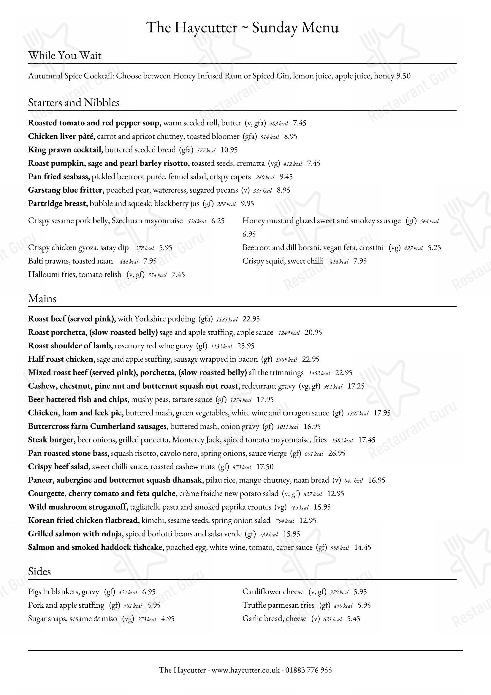 Menu at The Haycutter pub & bar, Oxted, Tanhouse Rd