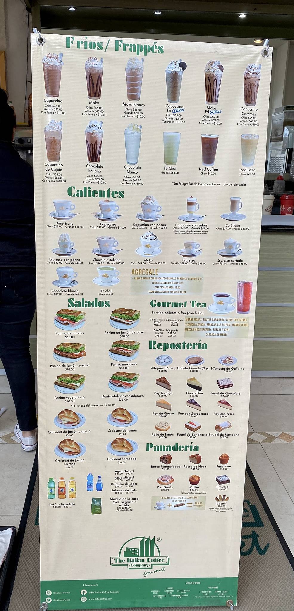 Menu at The Italian Coffee Company cafe, Mexico City, Av. Álvaro ...