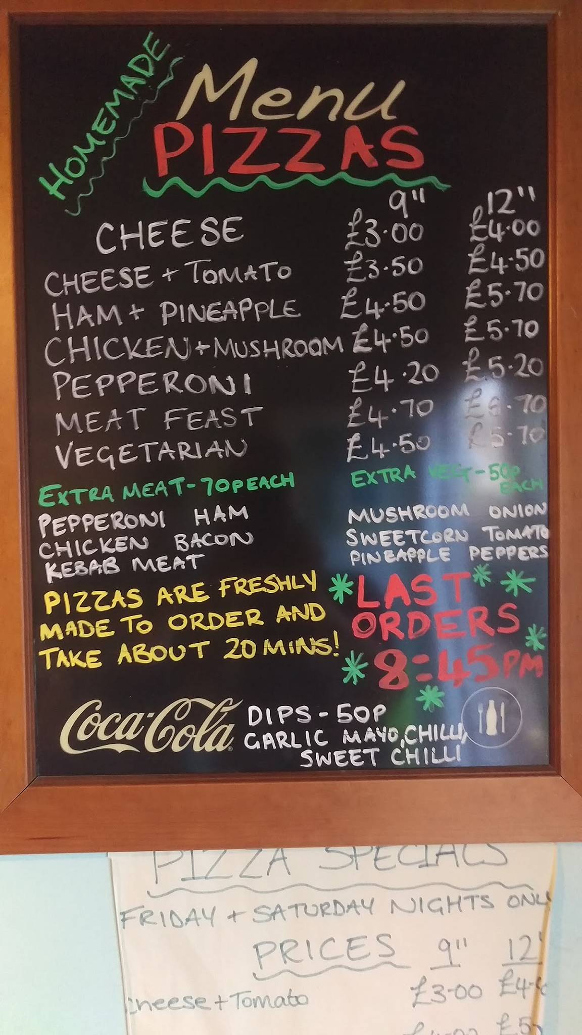 Menu at The John Dory fast food, Belford