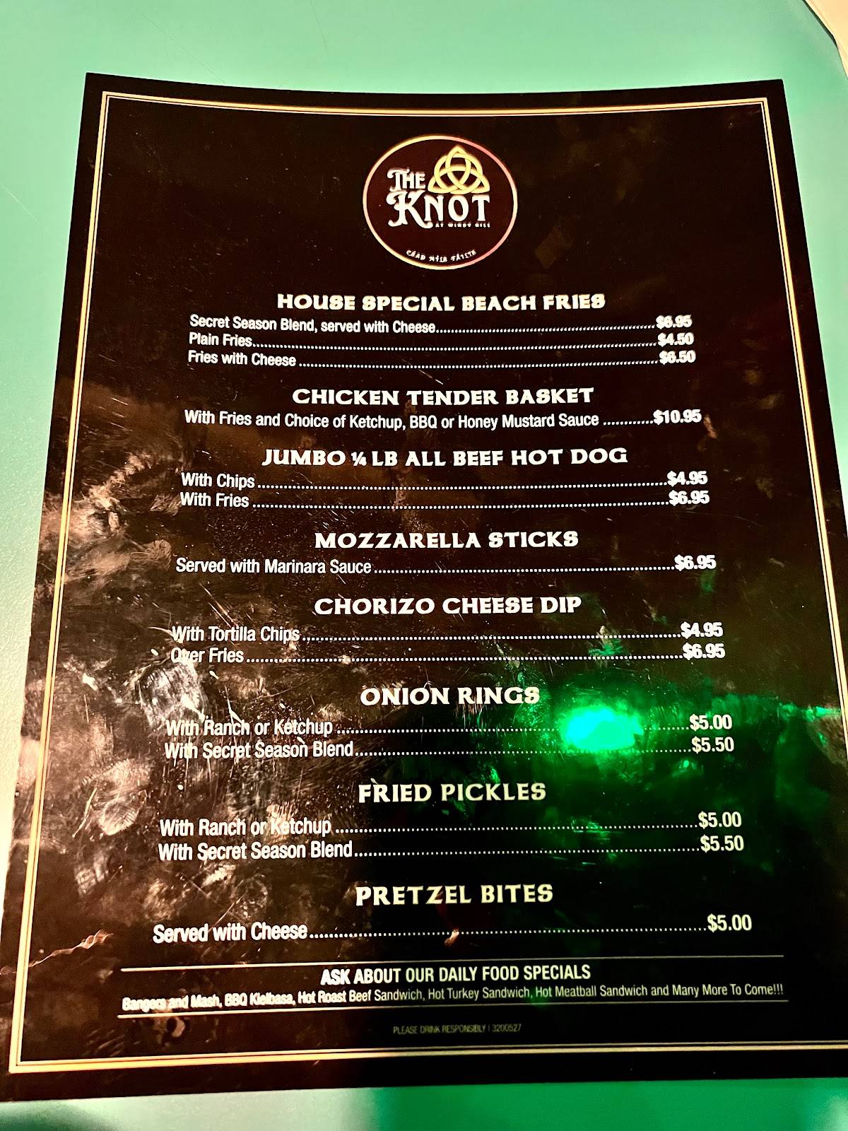 Menu at The Knot at Windy Hill pub & bar, North Myrtle Beach