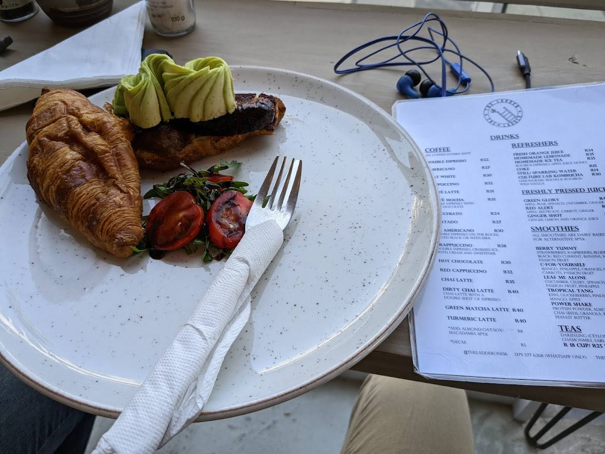 Menu at The Ladder cafe, Cape Town