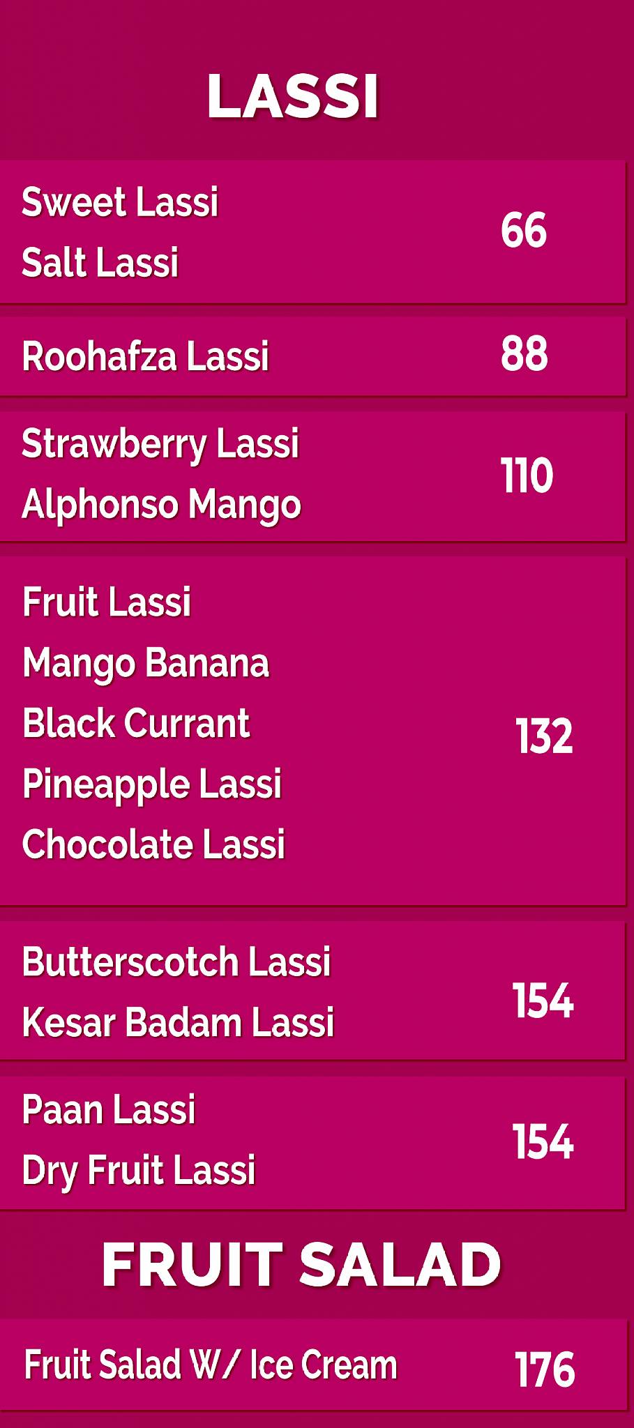 Menu at The Lassi Corner, Chennai, 4/169