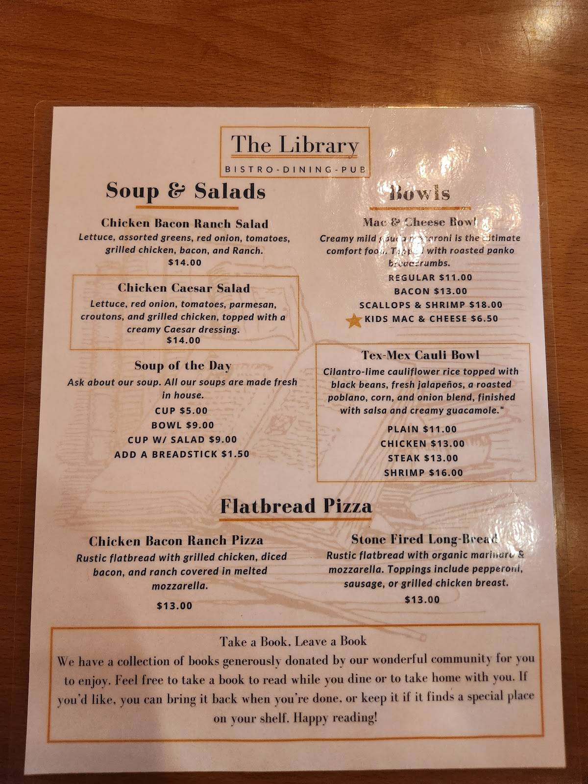 Menu at The Library pub & bar, International Falls