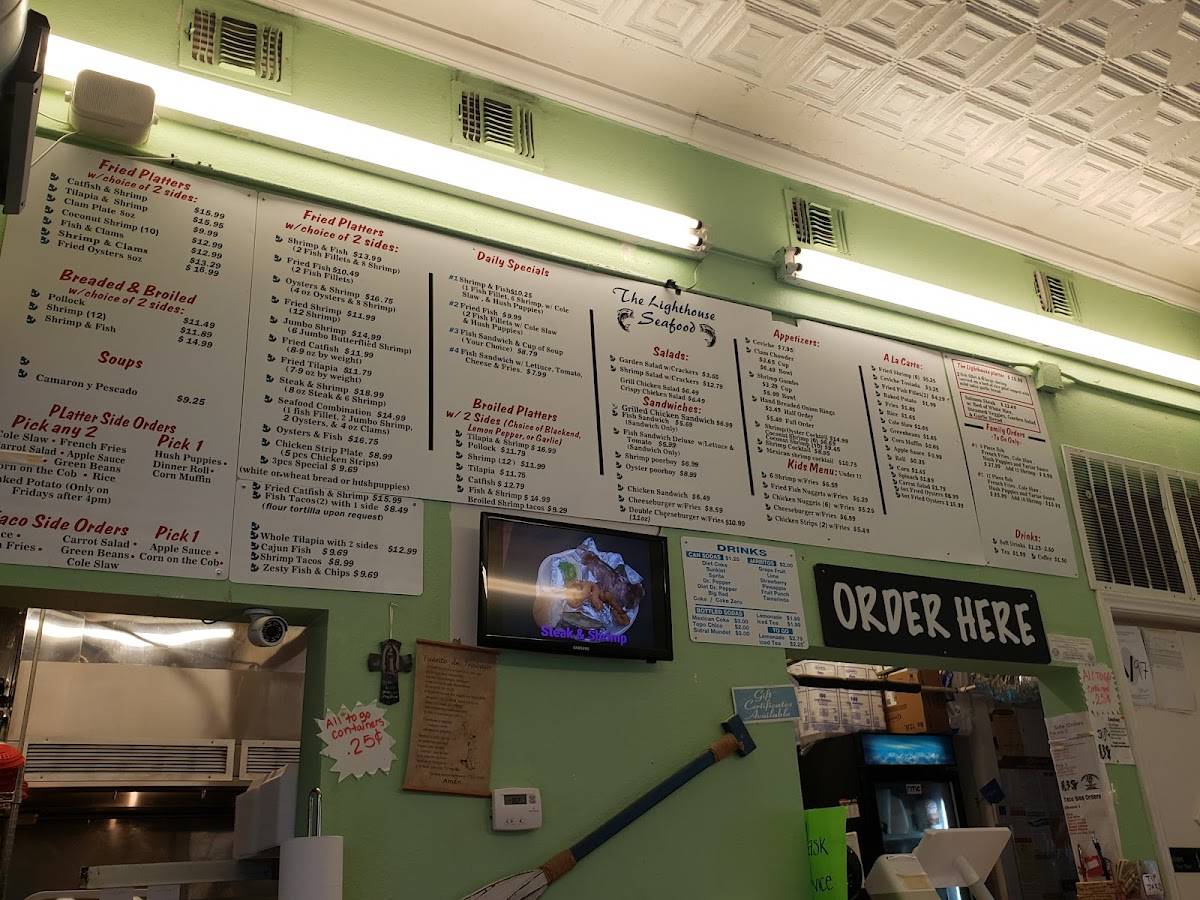 Menu at The Lighthouse Seafood restaurant, San Antonio
