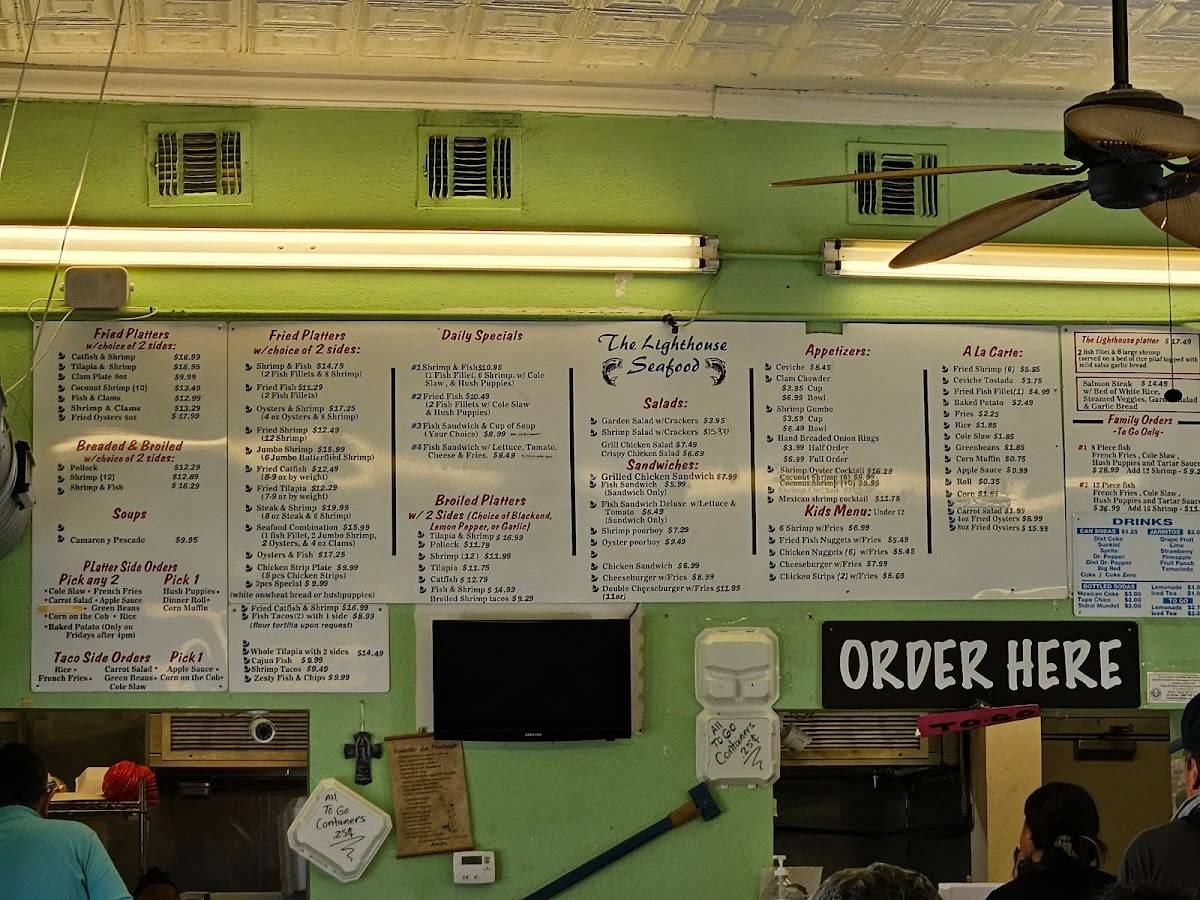 Menu at The Lighthouse Seafood restaurant, San Antonio