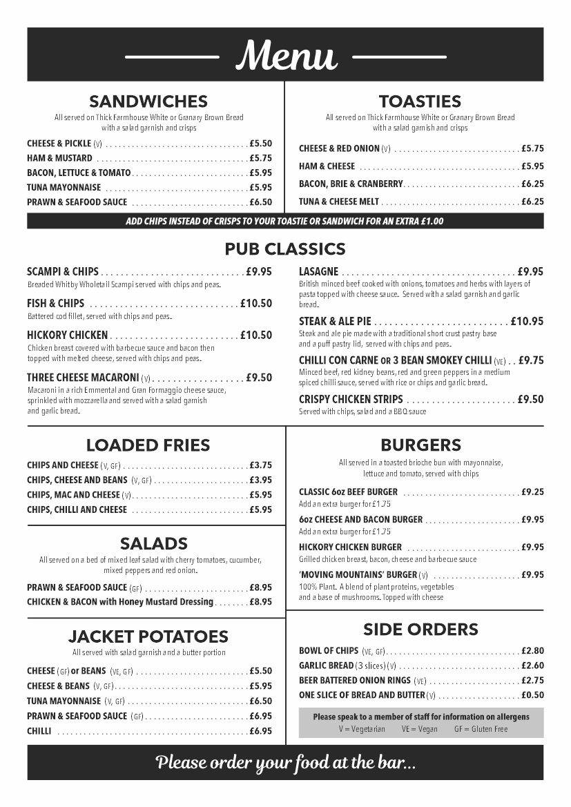 Menu at The Lion & Royal pub & bar, Navenby