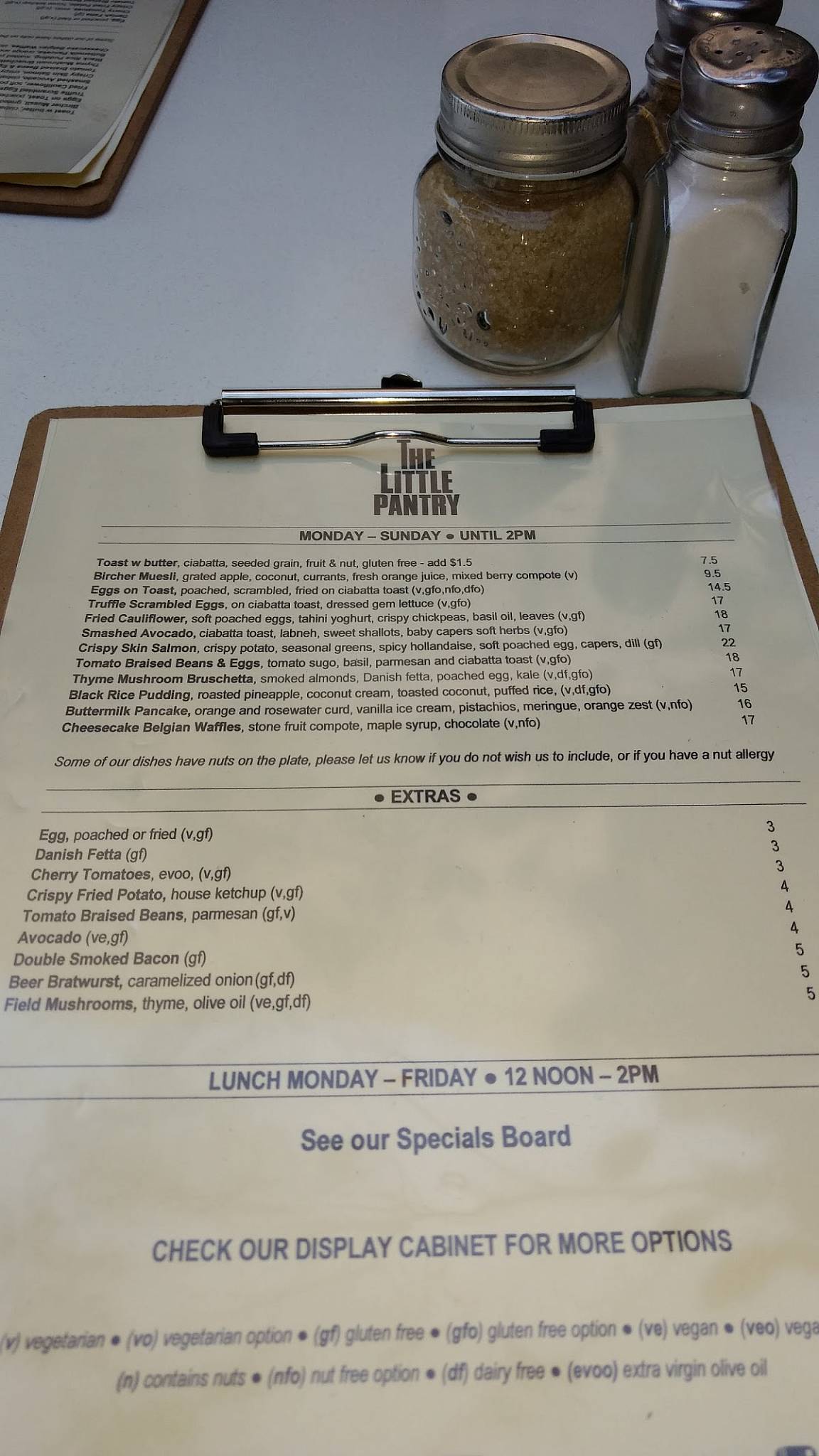 Menu at The Little Pantry cafe, Shenton Park, 206 Nicholson Rd