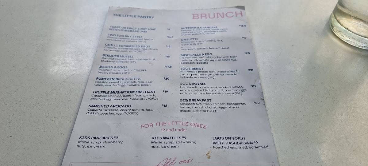Menu at The Little Pantry cafe, Shenton Park, 206 Nicholson Rd