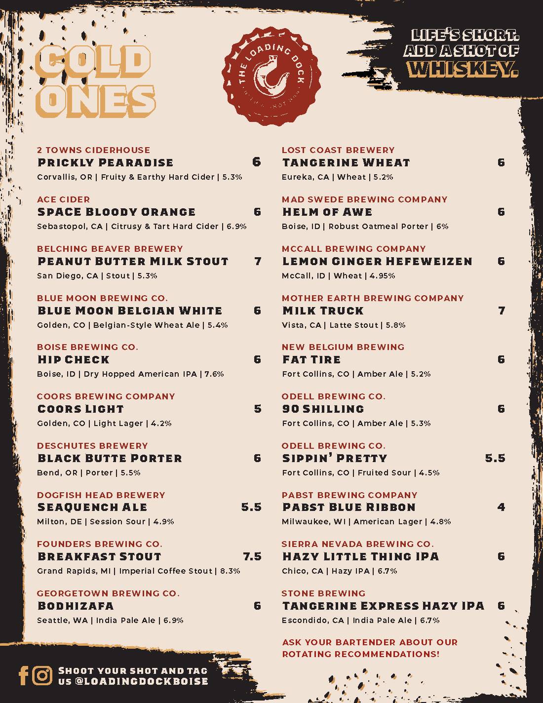 Menu at The Loading Dock pub & bar, Boise