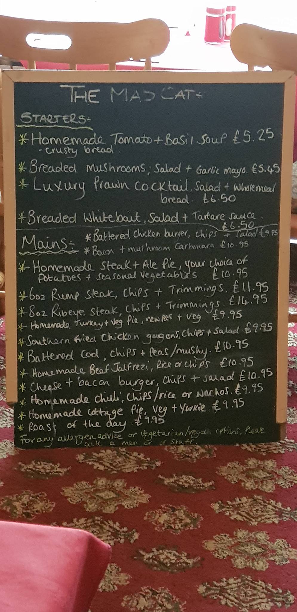 Menu at The Mad Cat Inn pub & bar, Bluntisham, High St