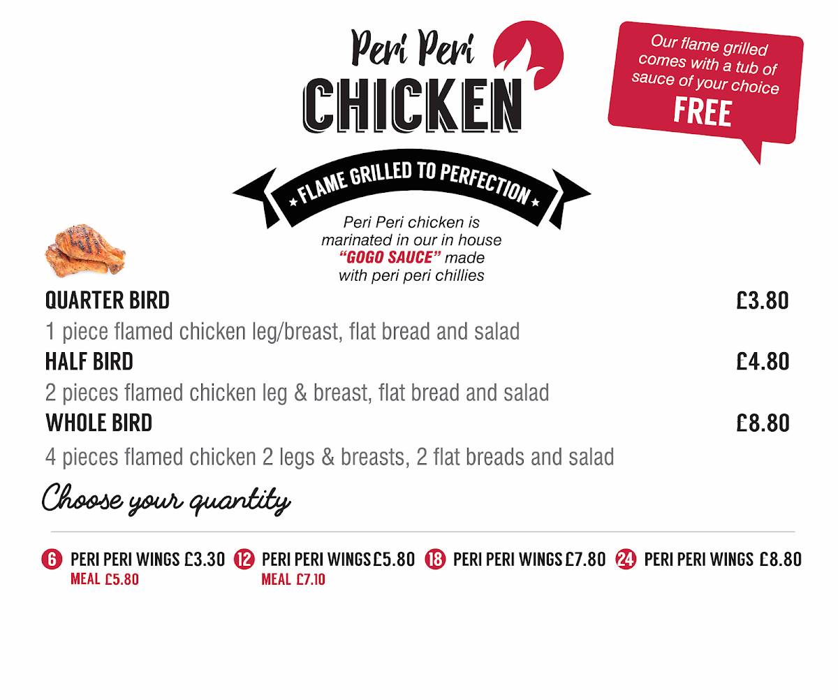 Menu at The Mash's Peri Peri Grill Deane Road fast food, Bolton