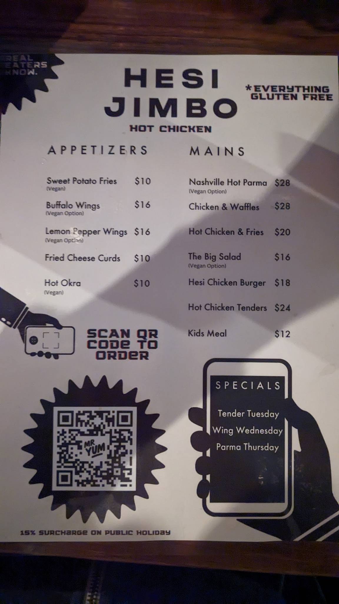 Menu at The Merri Bar, Preston