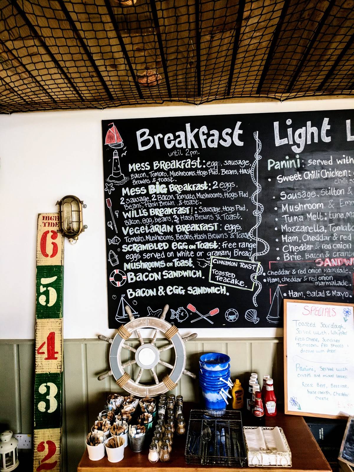 Menu at The Mess Room cafe, Plymouth