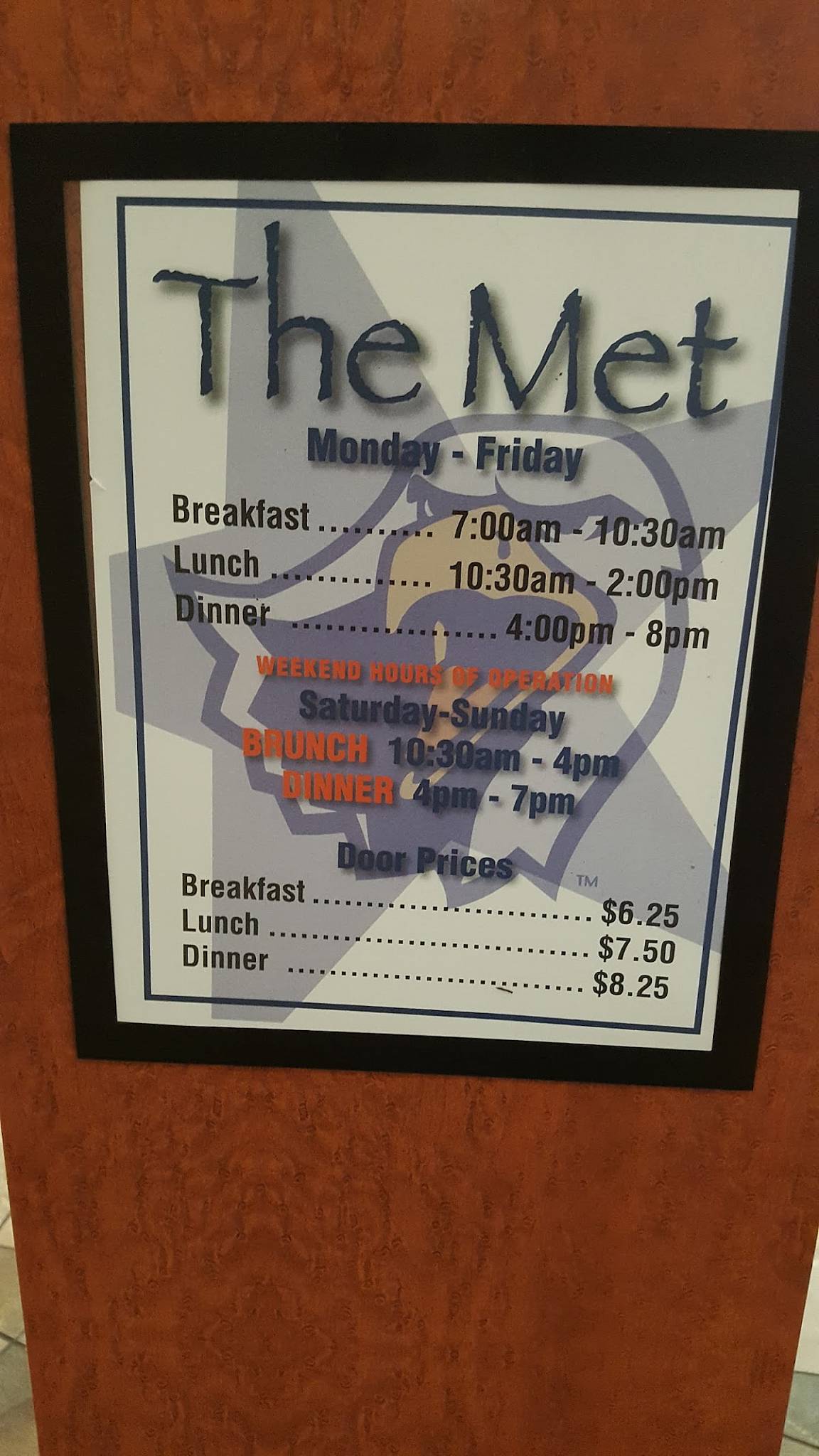 Menu at The Met Cafe, Tyler