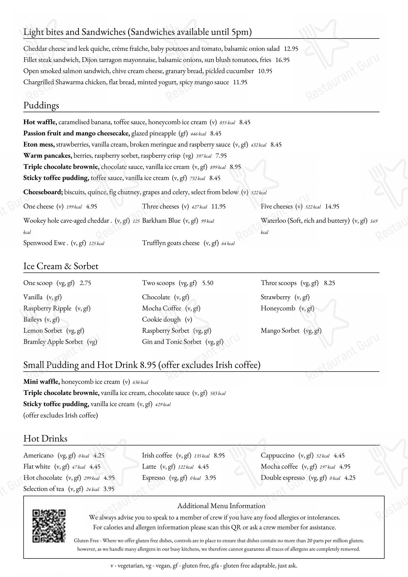 Menu at The Mill House pub & bar, North Warnborough