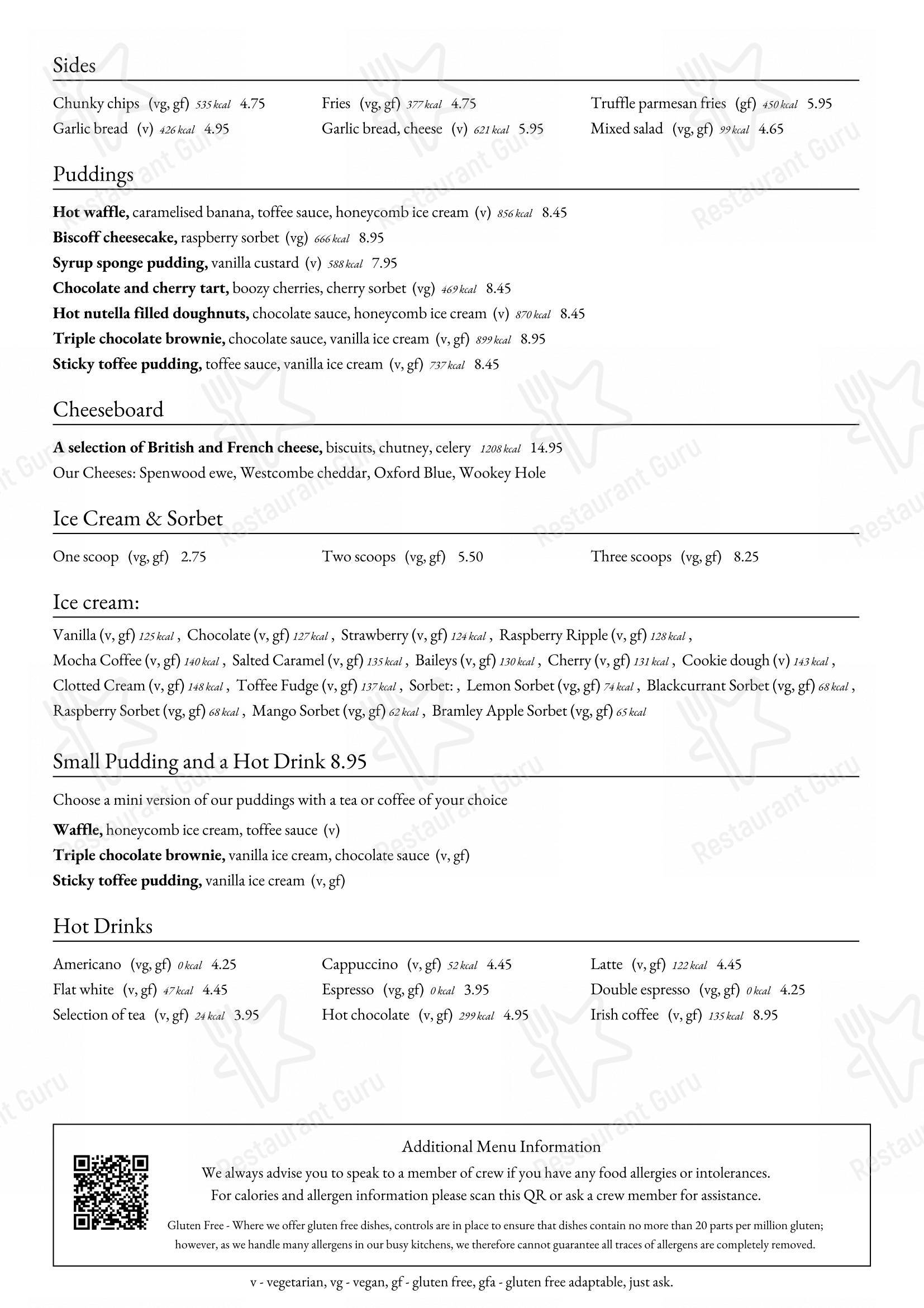 Menu at The Mill House pub & bar, Hook