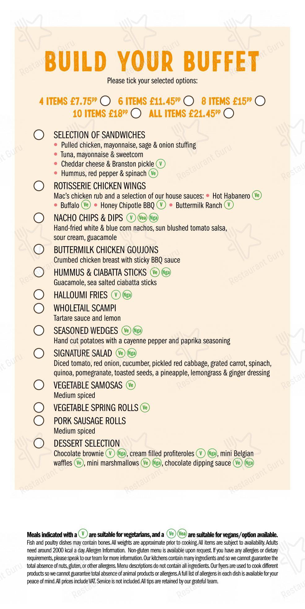 Menu at Millstream pub & bar, Hitchin