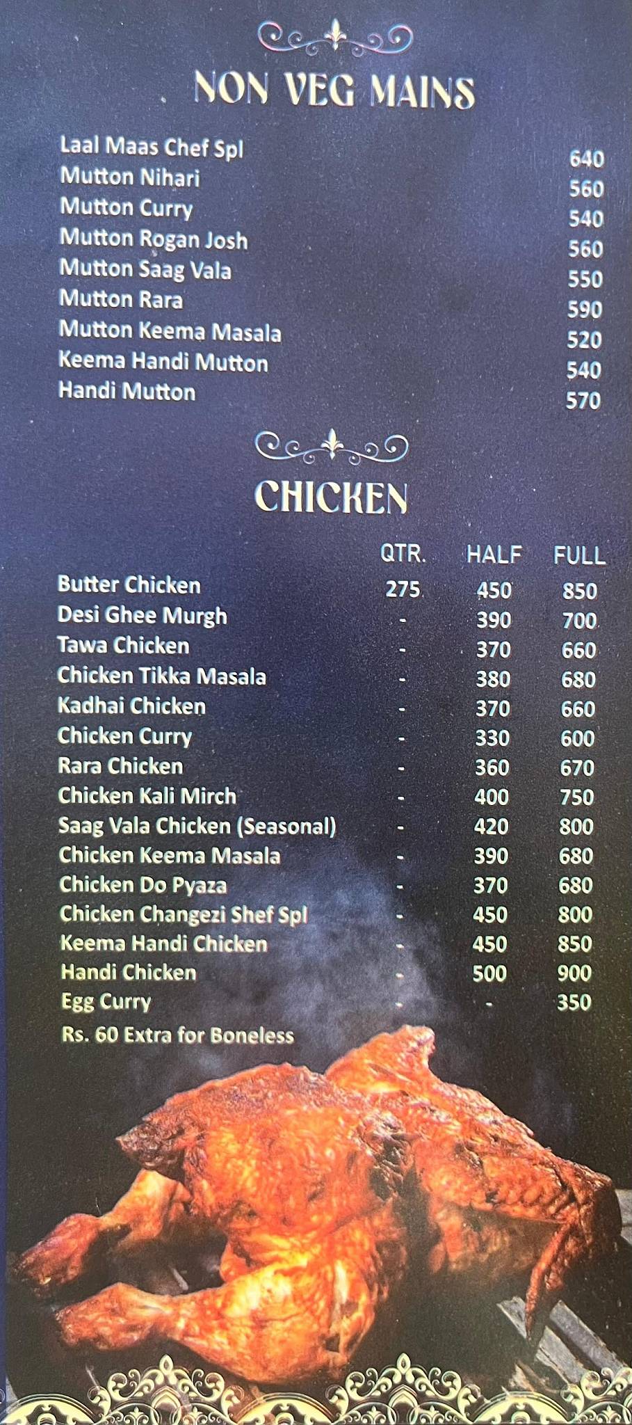 Menu at The Mughal Era, Gurugram