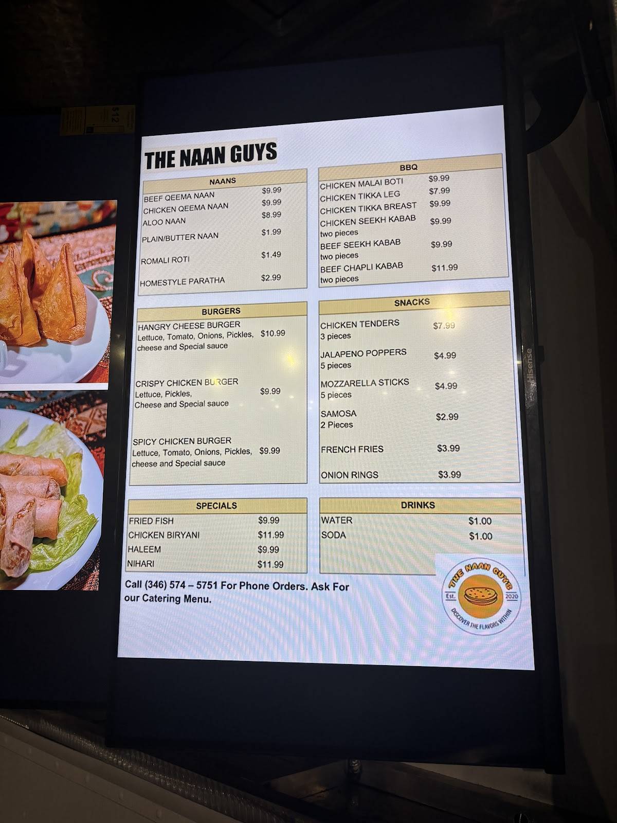Menu at The Naan Guys restaurant, Houston